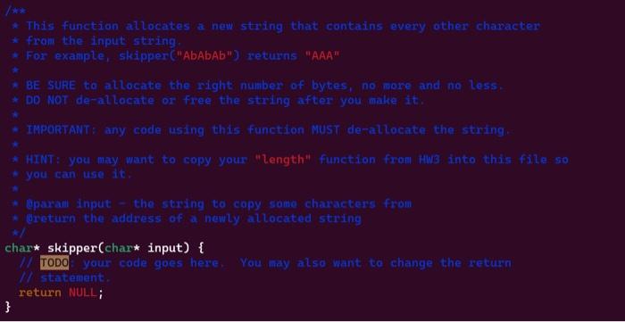 Solved * This function allocates a new string that contains | Chegg.com