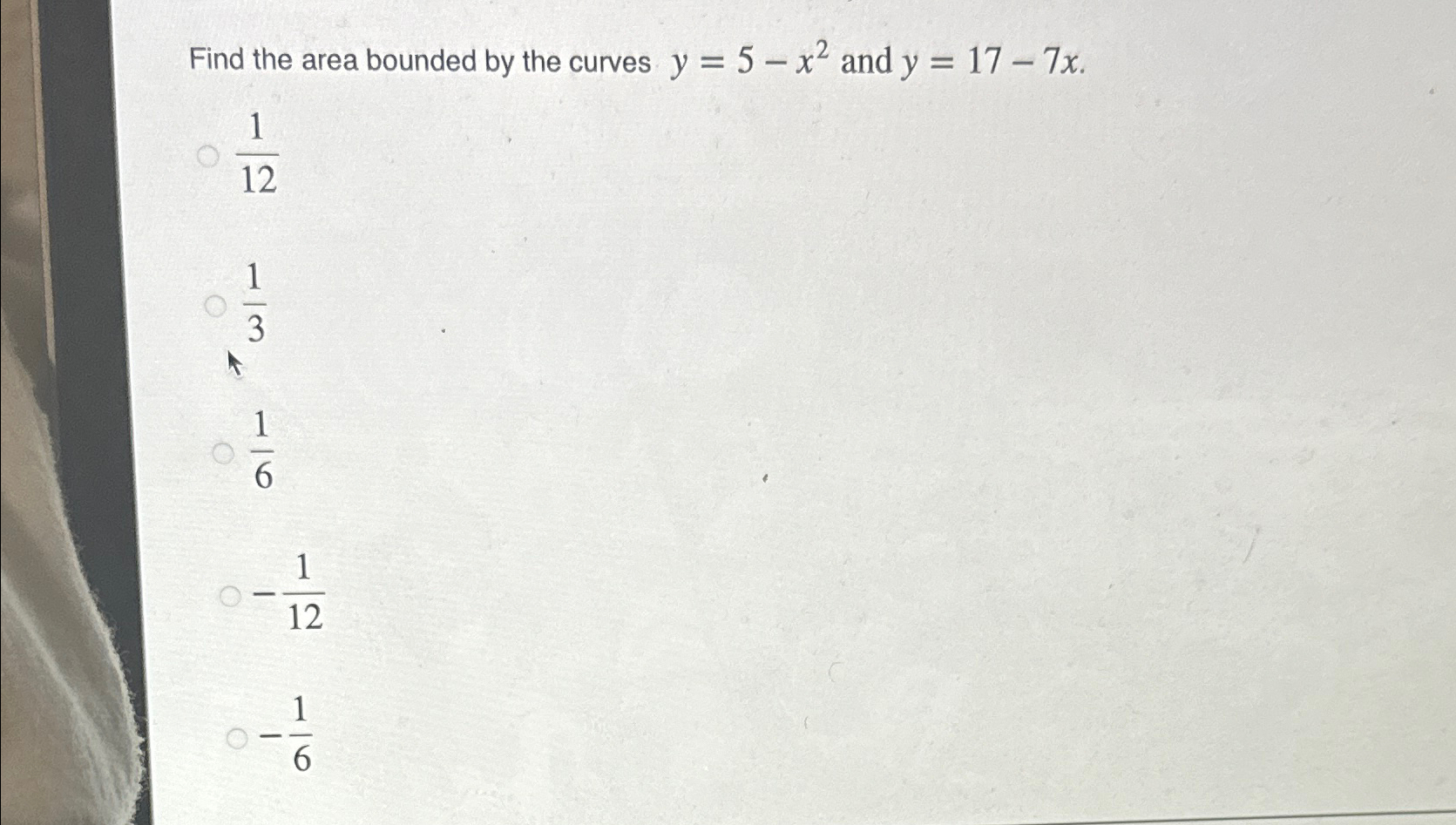 Solved Find the area bounded by the curves y=5-x2 ﻿and | Chegg.com
