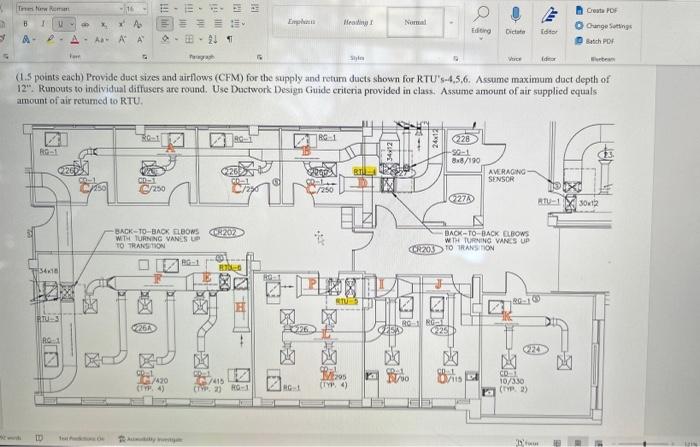 (1.5 points each) Provide duct sizes and airflows | Chegg.com