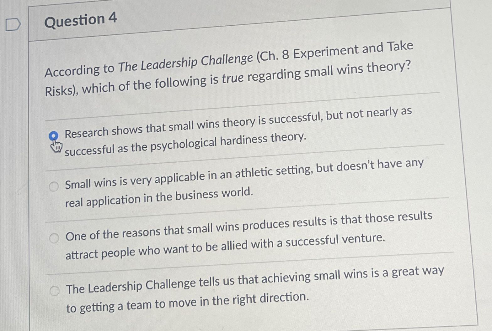 Solved Question 4According to The Leadership Challenge | Chegg.com