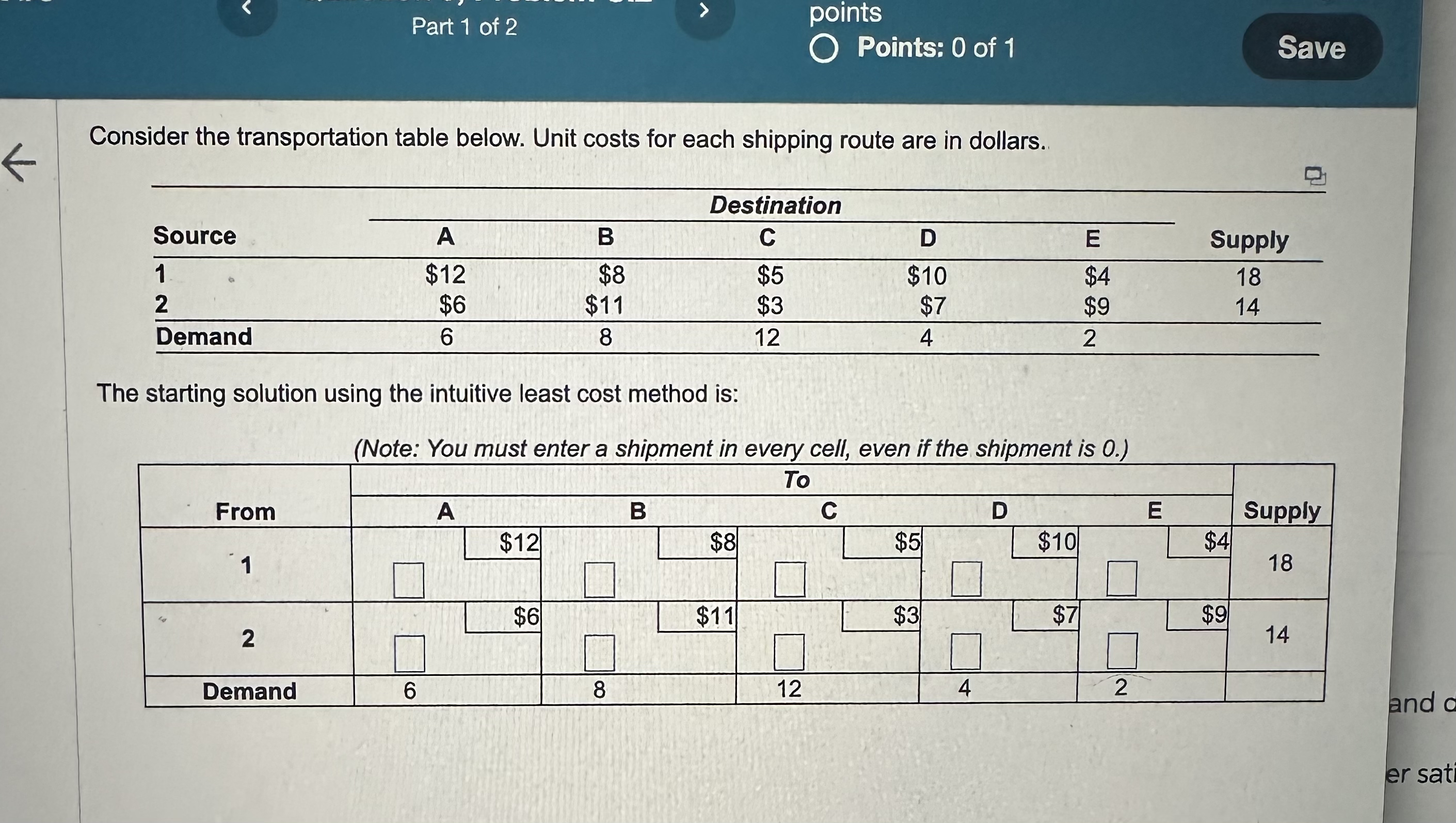 Part 1 ﻿of 2pointsPoints: 0 ﻿of 1Consider the | Chegg.com
