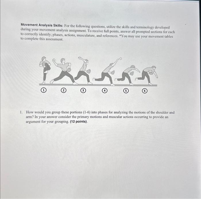 Solved Movement Analysis Skills: For the following | Chegg.com