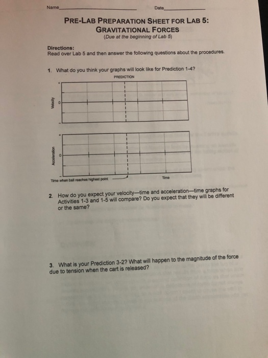 Solved Name Date PRE-LAB PREPARATION SHEET FOR LAB 5: | Chegg.com