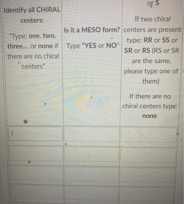 Identify all CHIRAL centers: "Type: one, two, | Chegg.com