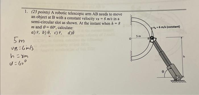 Solved 1. (25 points) A robotic telescopic arm \\( | Chegg.com
