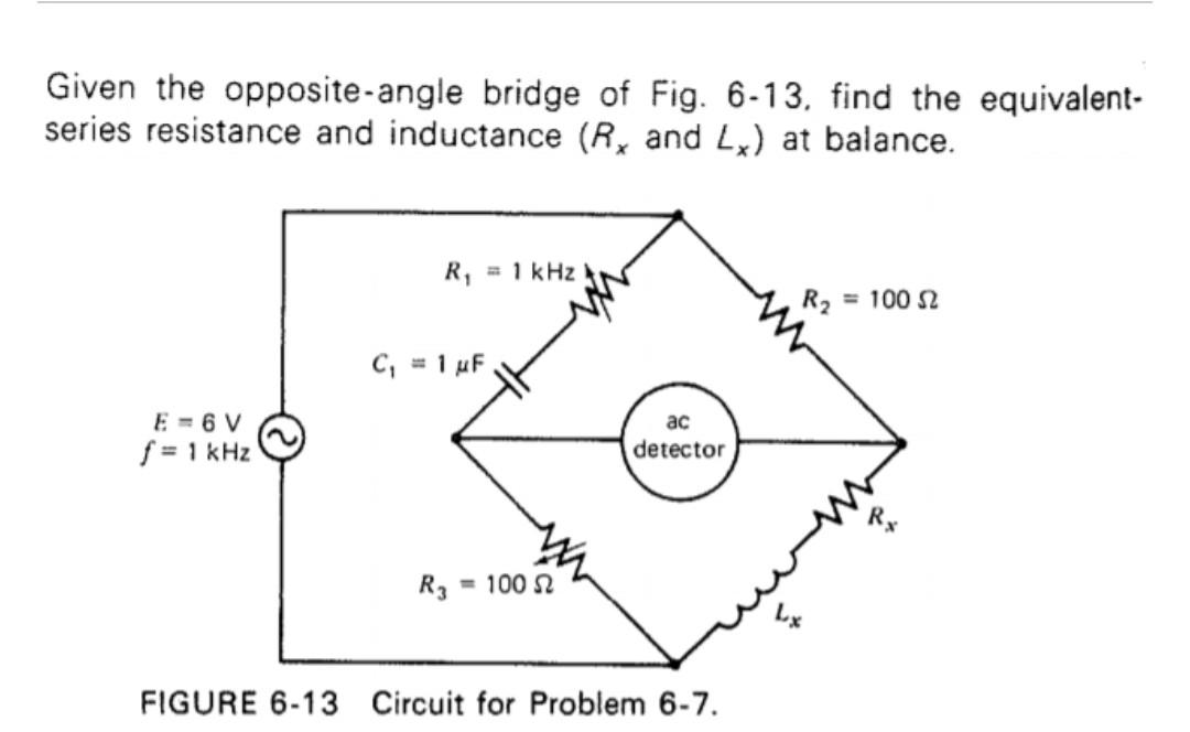 Solved Given the opposite-angle bridge of Fig. 6-13, find | Chegg.com