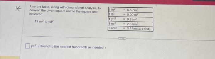 Solved Use the table, along with dimensional analysis, to | Chegg.com