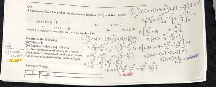 Solved Qs A continuous RV, x has probability distribution | Chegg.com