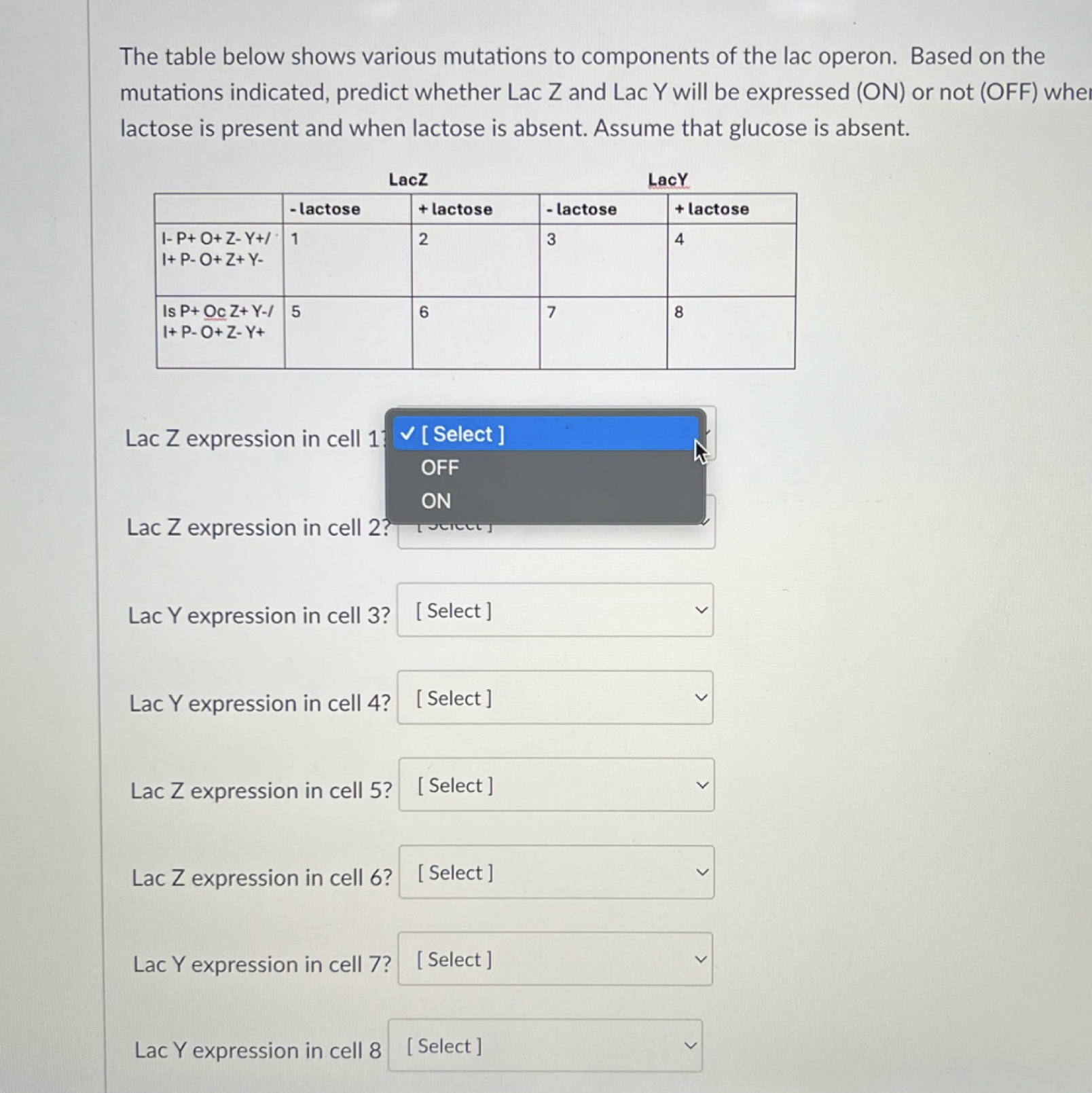 Solved The table below shows various mutations to components | Chegg.com