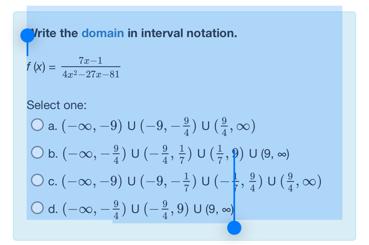 Solved Yrite the domain in interval | Chegg.com