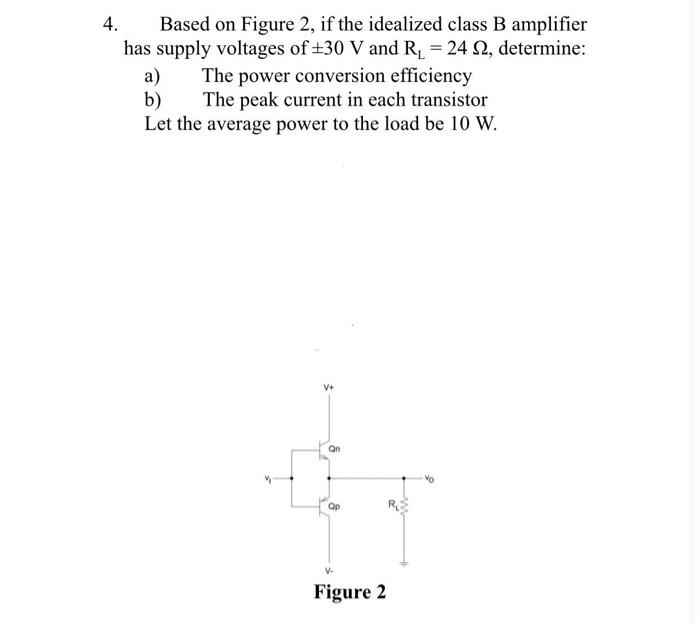 Solved 4. Based on Figure 2, if the idealized class B | Chegg.com