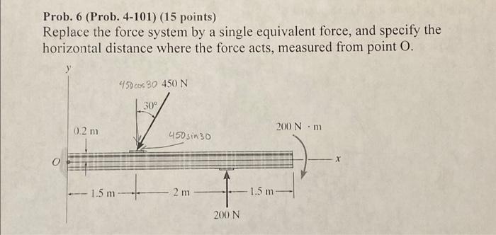 Prob. 6 (Prob. 4-101) (15 points) Replace the force | Chegg.com