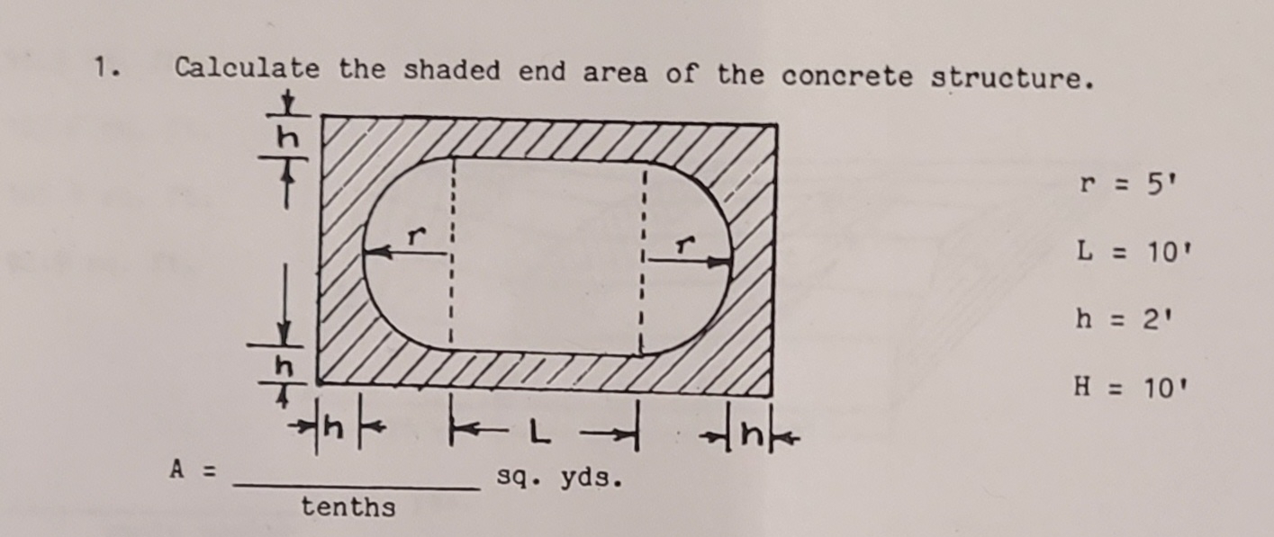 Solved Calculate the shaded end area of the concrete | Chegg.com