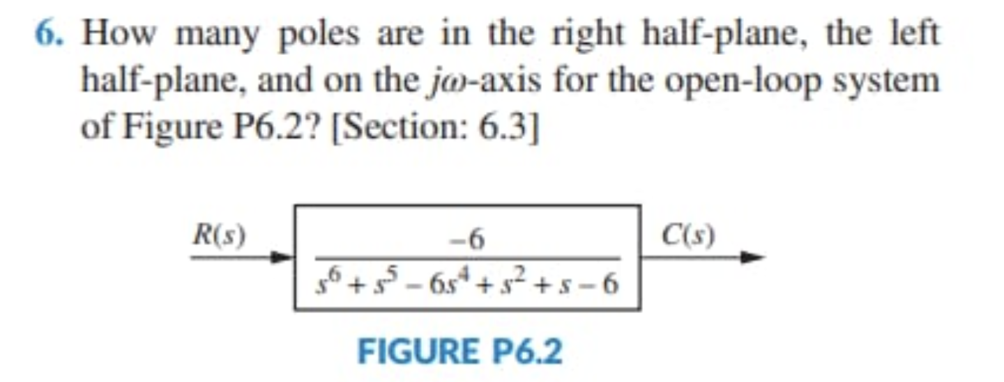 Solved How many poles are in the right half-plane, the | Chegg.com
