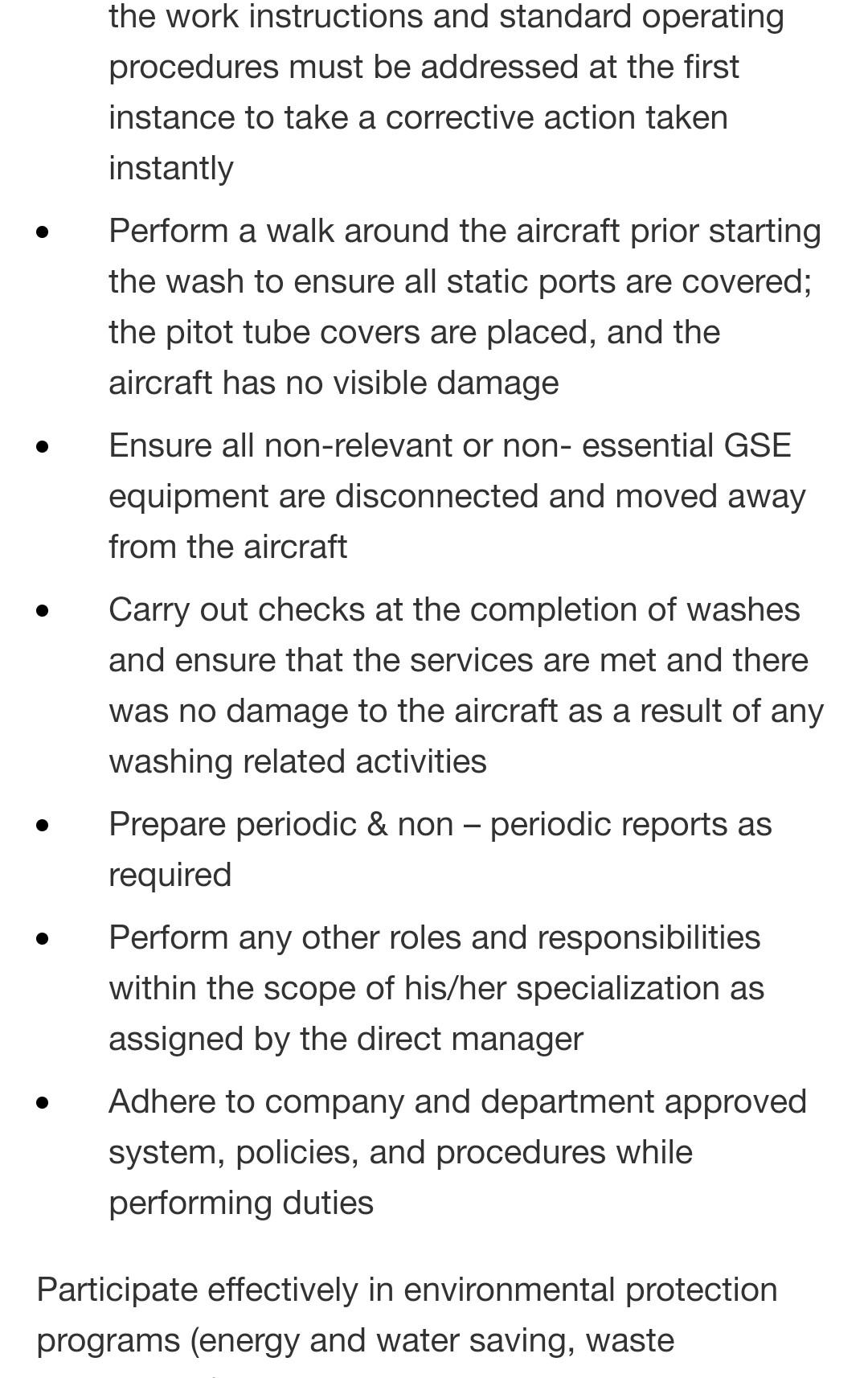 Solved Aircraft Appearance Supervisor Department Operations | Chegg.com