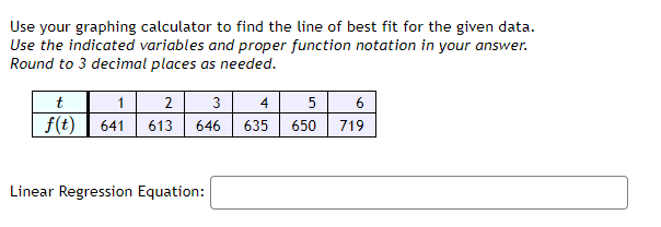 Use your graphing calculator to find the line of best | Chegg.com