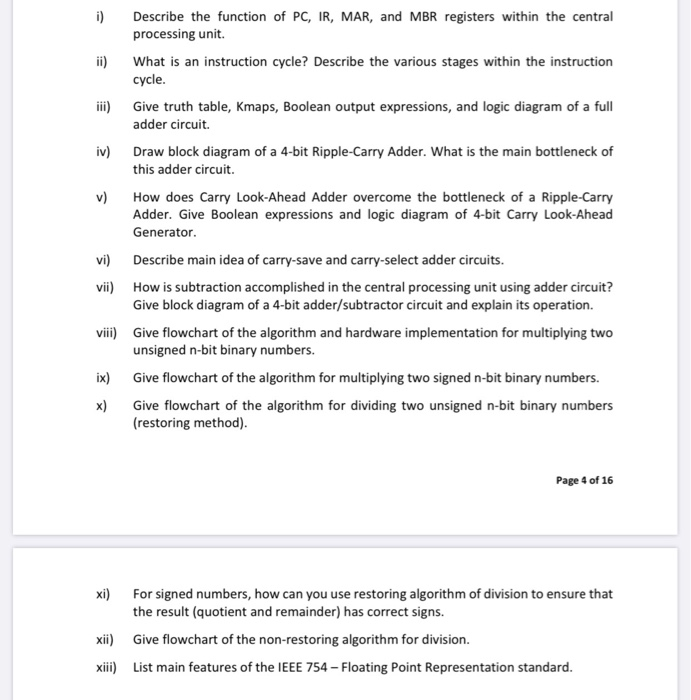 Solved Describe the function of PC, IR, MAR, and MBR | Chegg.com