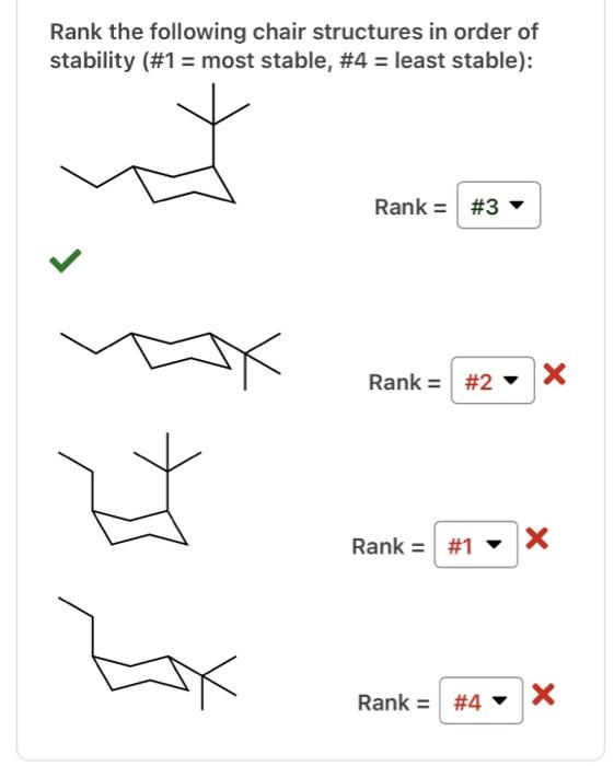 Solved Rank the following chair structures in order of | Chegg.com