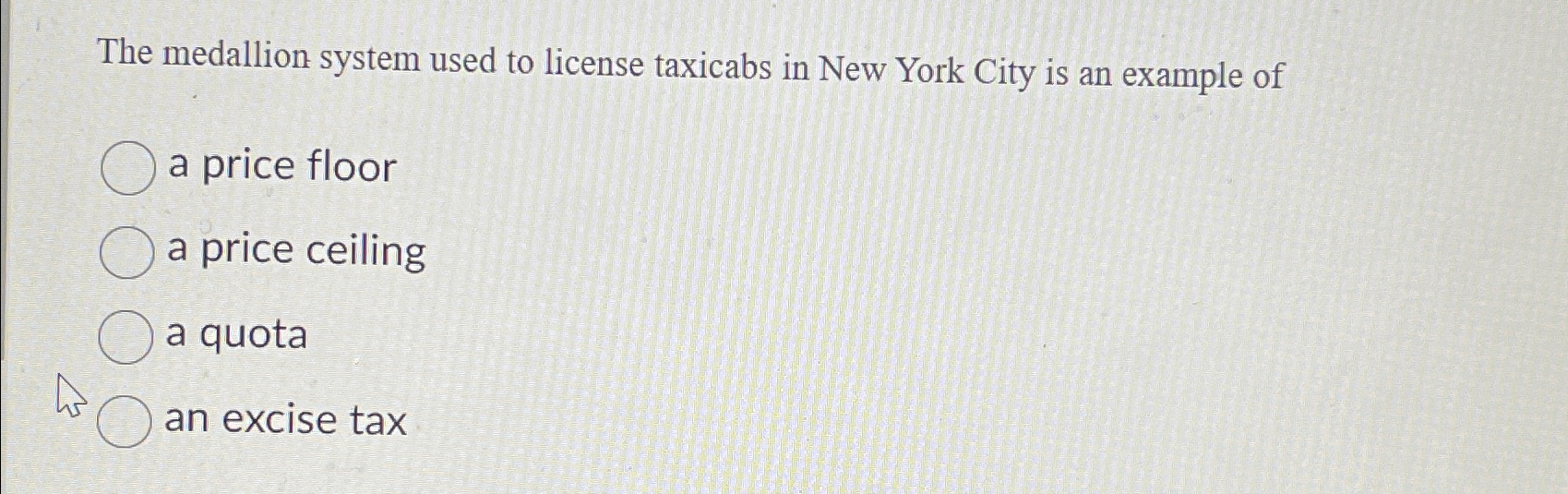 Solved The medallion system used to license taxicabs in New | Chegg.com