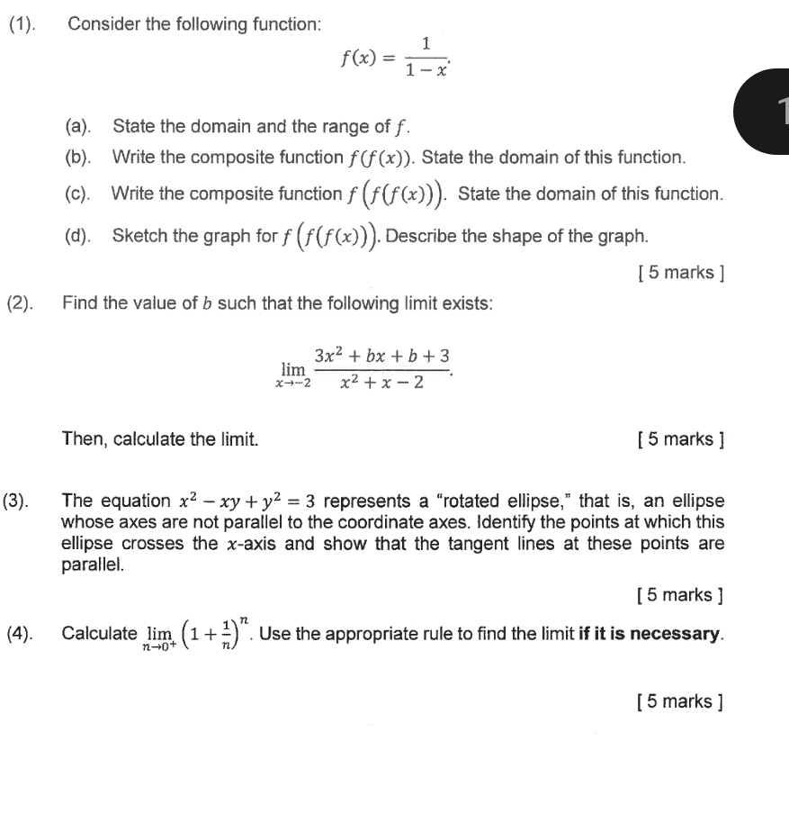 Solved (1). ﻿Consider the following function:f(x)=11-x(a). | Chegg.com