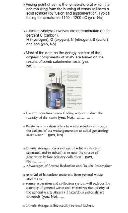 Solved 13. Fusing point of ash is the temperature at which | Chegg.com