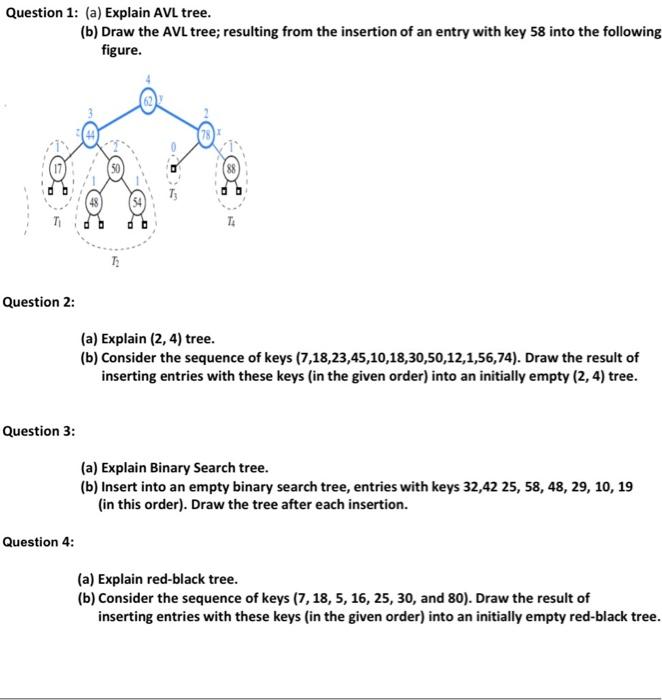 Solved Question 1 a Explain AVL Tree b Draw The AVL Chegg