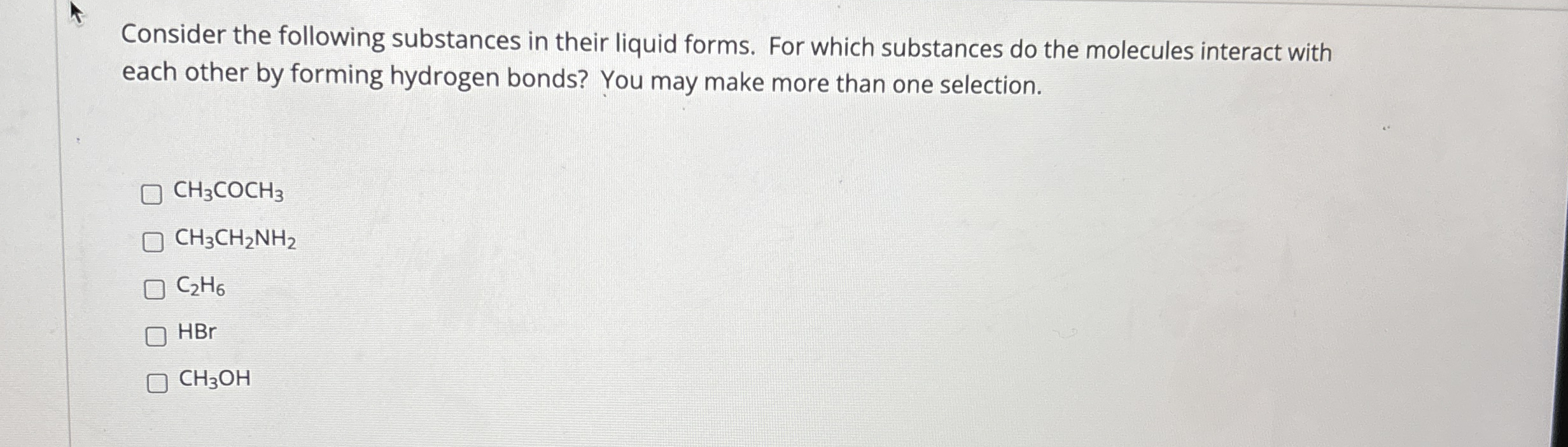 Solved Consider the following substances in their liquid | Chegg.com