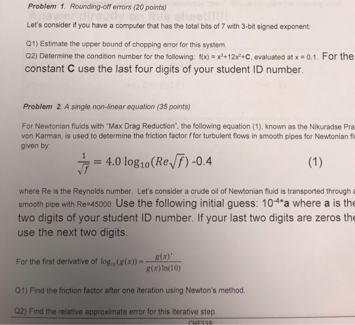 Problem 1. Rounding-off errors (20 points) Let's | Chegg.com