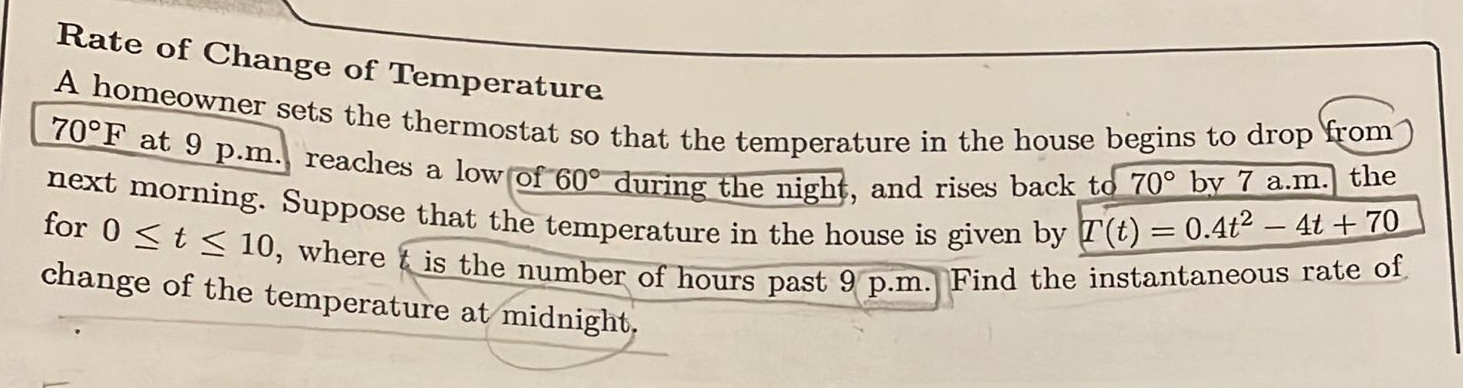 Solved Rate of Change of TemperatureA homeowner sets the | Chegg.com