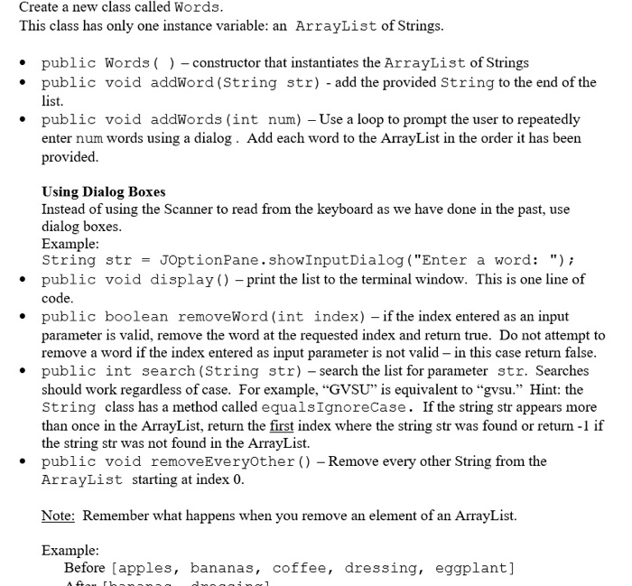 Solved Create A New Class Called Words This Class Has Only