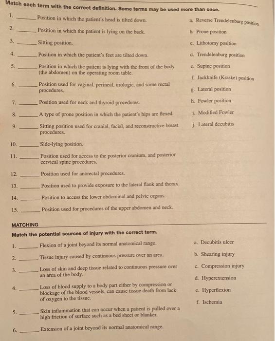 Solved 6. Match each term with the correct definition. Some | Chegg.com