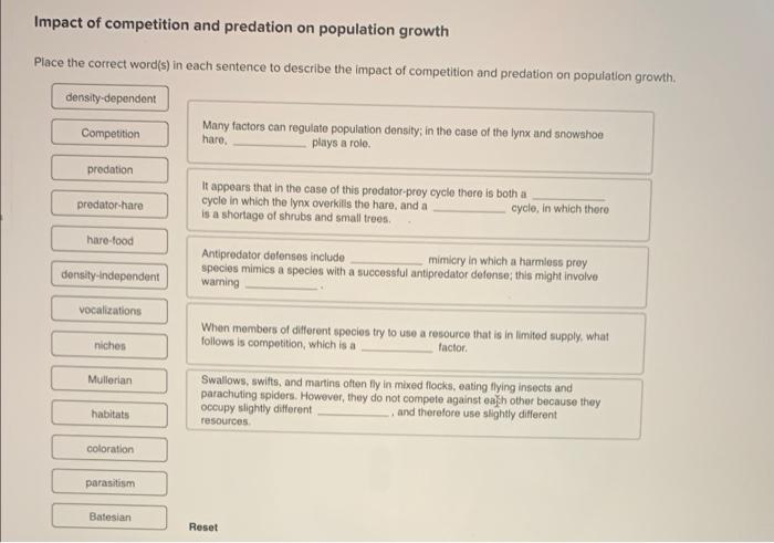 Solved Impact of competition and predation on population | Chegg.com