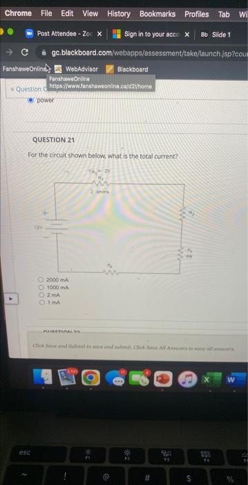 Solved For the circuit shown below, the total power | Chegg.com