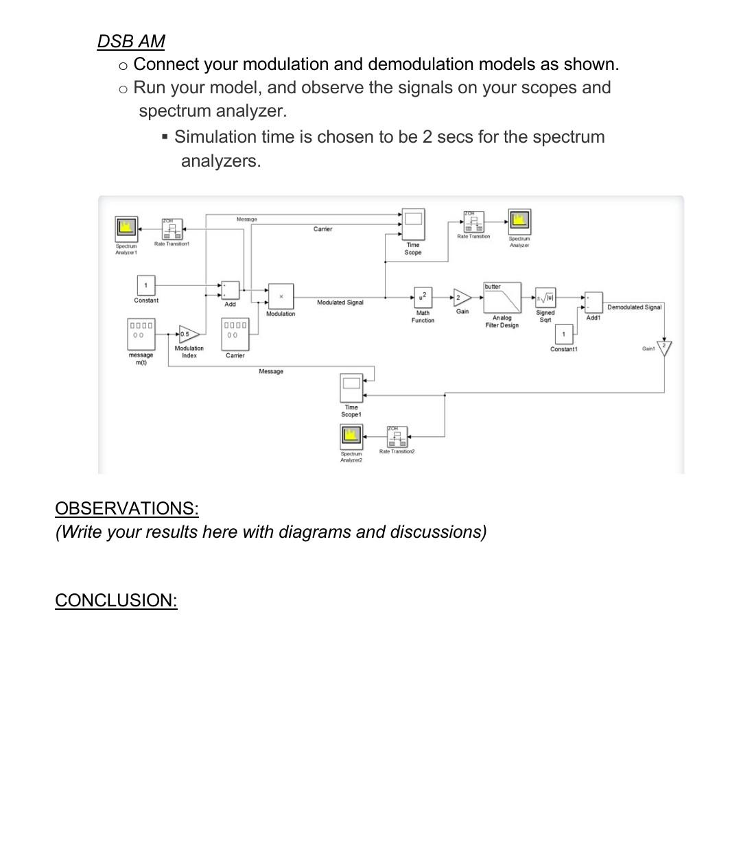 DSB AM o Connect your modulation and demodulation | Chegg.com