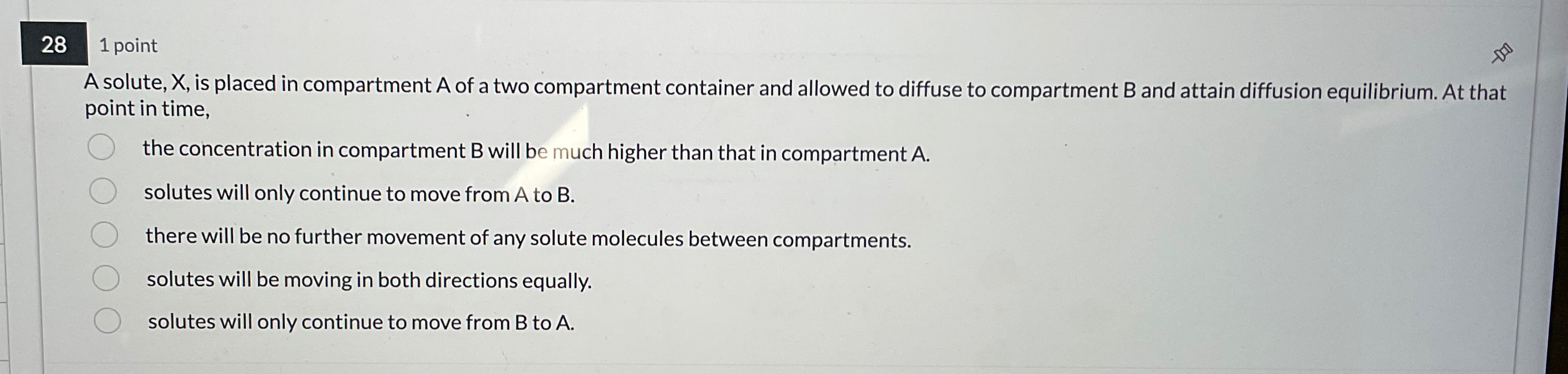 Solved 281 ﻿pointA solute, x, ﻿is placed in compartment A | Chegg.com