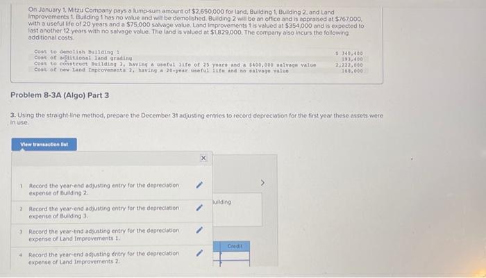 Solved Required information Problem 8-3A (Algo) Asset cost | Chegg.com