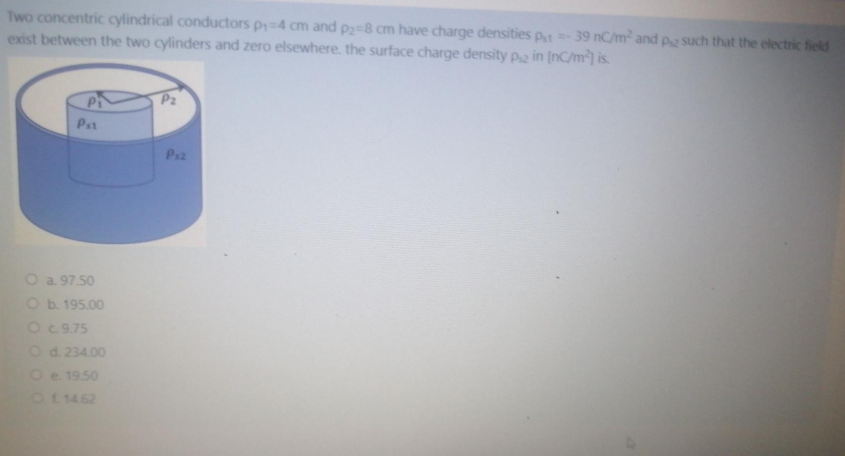 Solved Two concentric cylindrical conductors pi=4 cm and | Chegg.com