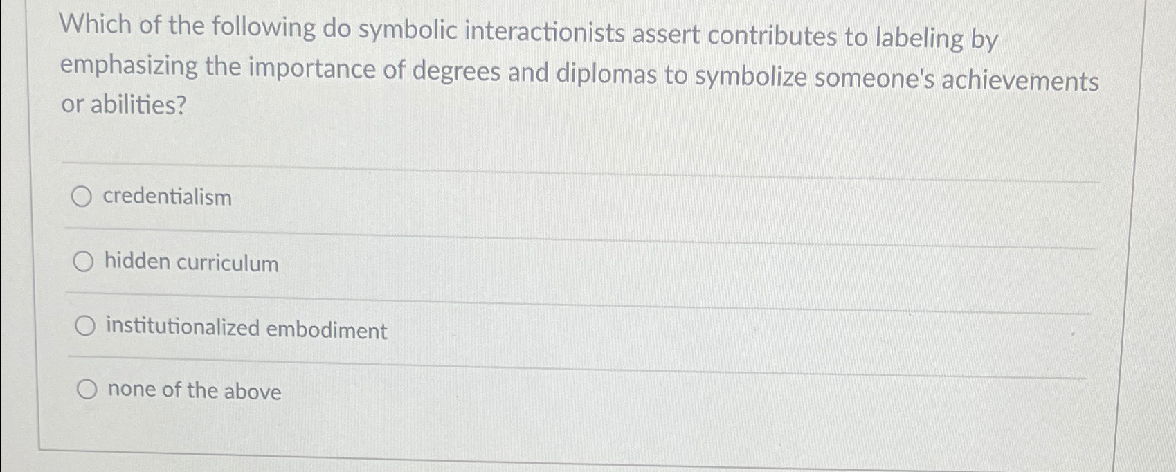Solved Which of the following do symbolic interactionists | Chegg.com