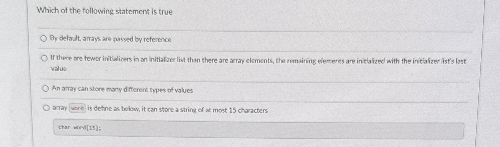 Solved Which of the following statement is trueBy default, | Chegg.com