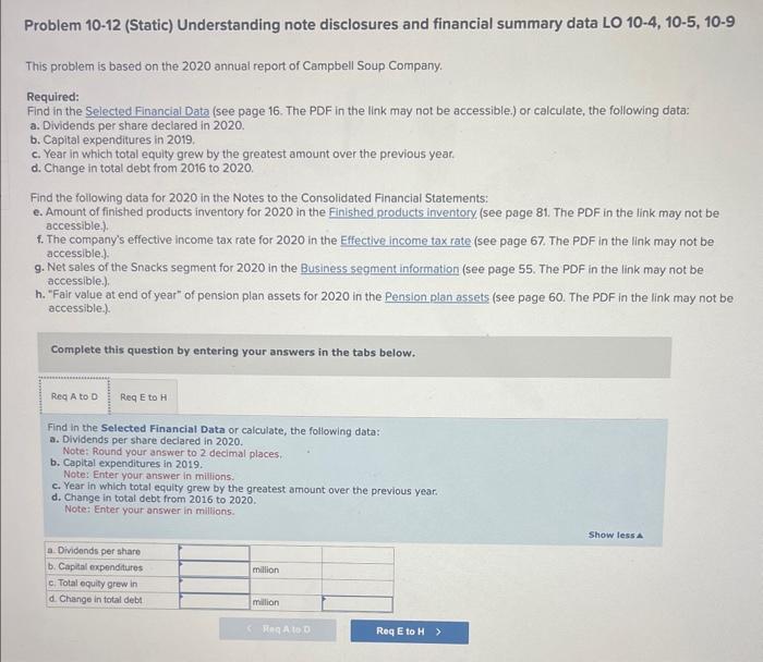 Solved Problem 10-12 (Static) Understanding note disclosures | Chegg.com