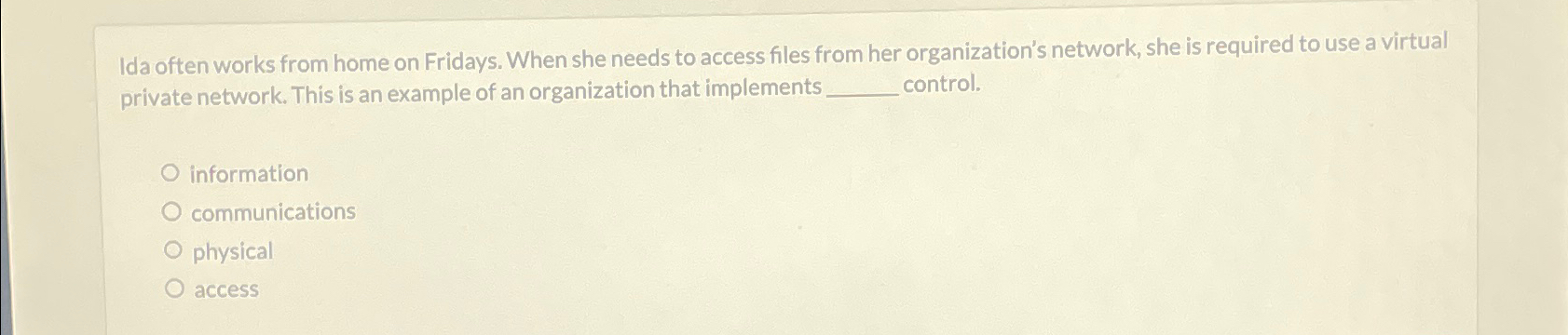 Solved Ida often works from home on Fridays. When she needs | Chegg.com