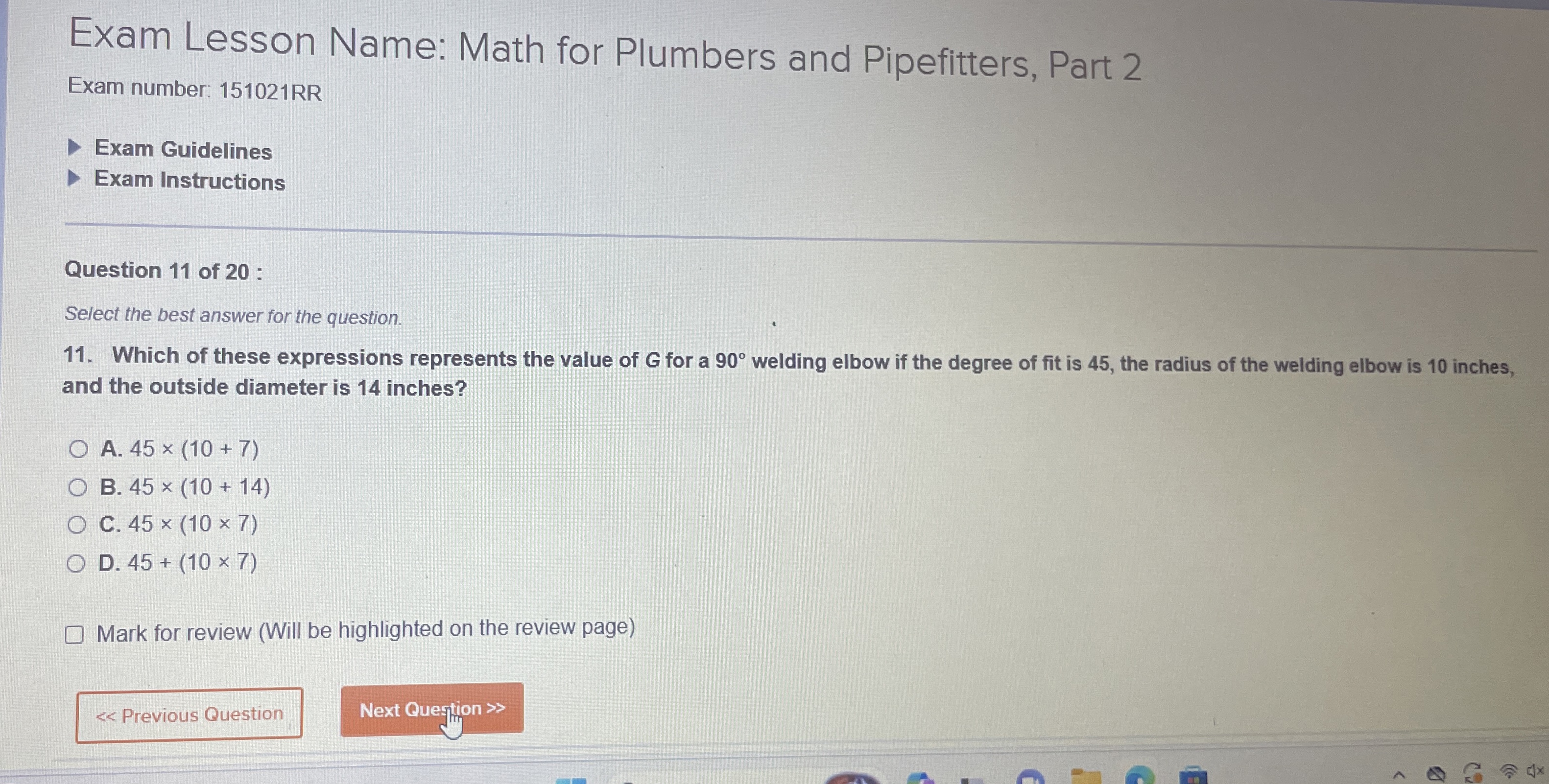 Solved Exam Lesson Name: Math for Plumbers and Pipefitters, | Chegg.com