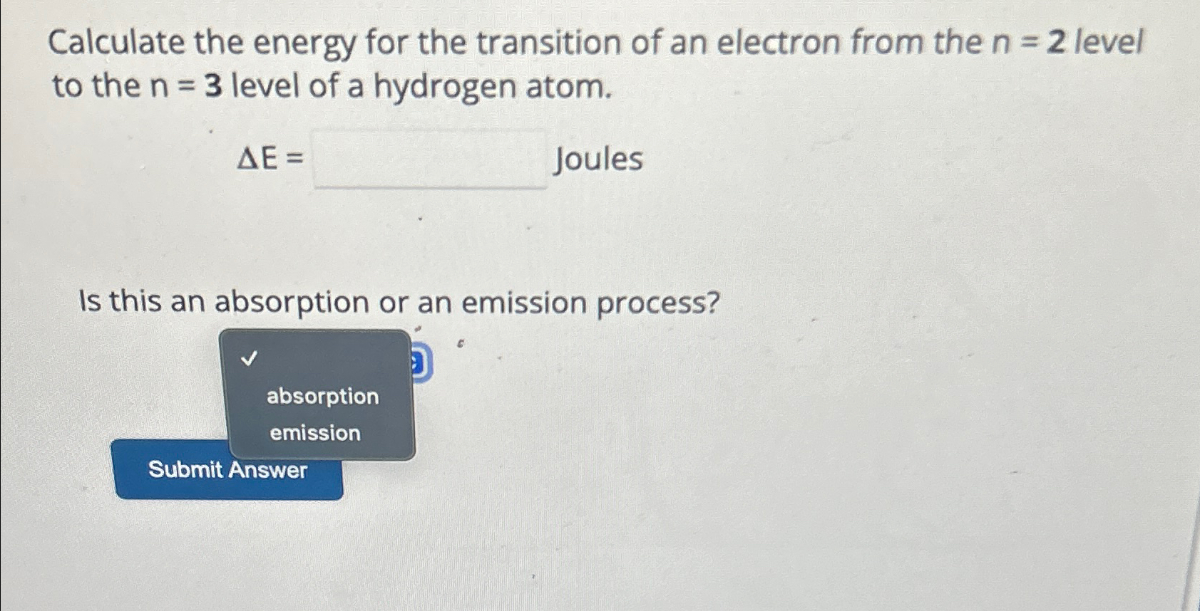 Solved Calculate the energy for the transition of an | Chegg.com