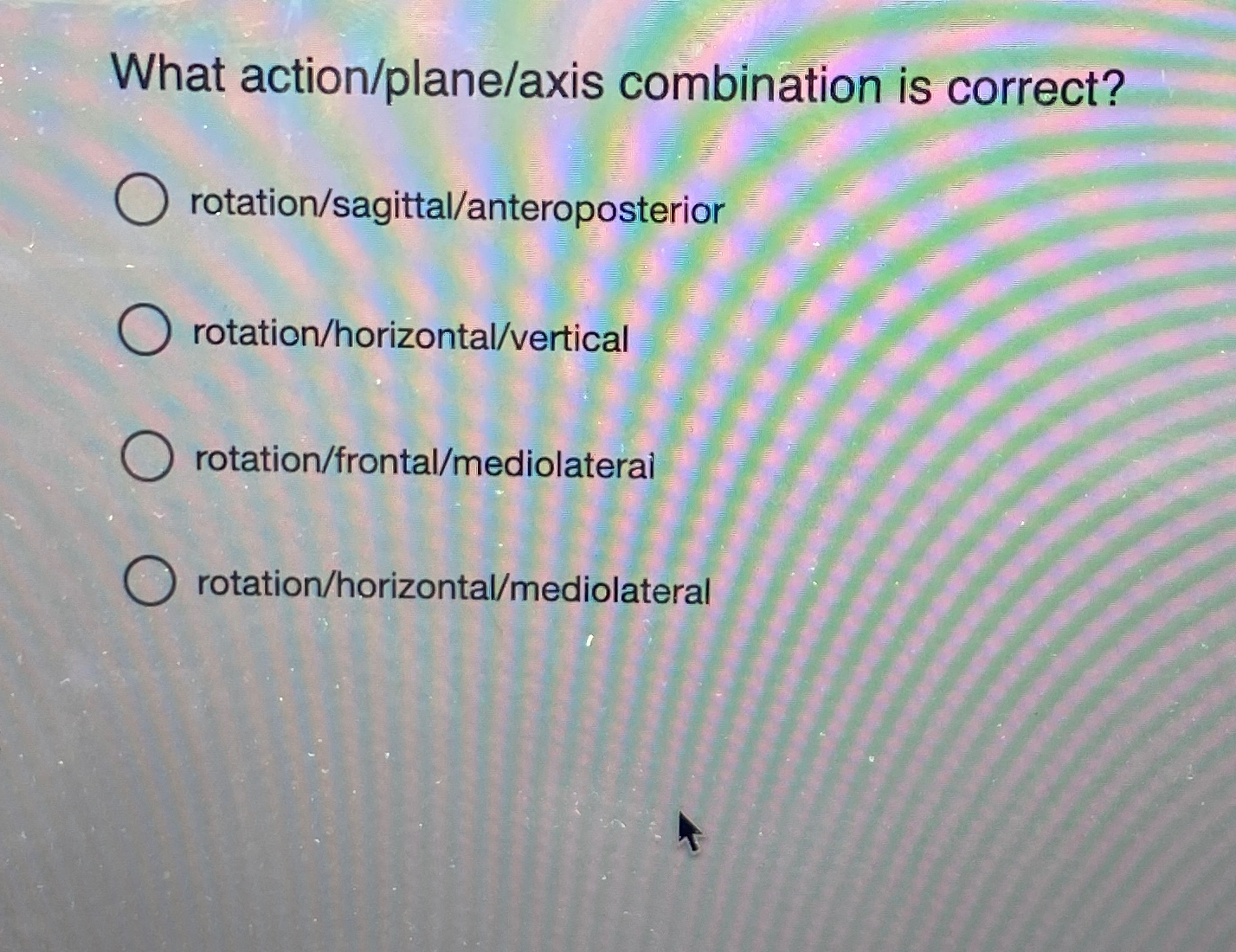 Solved What action/plane/axis combination is | Chegg.com