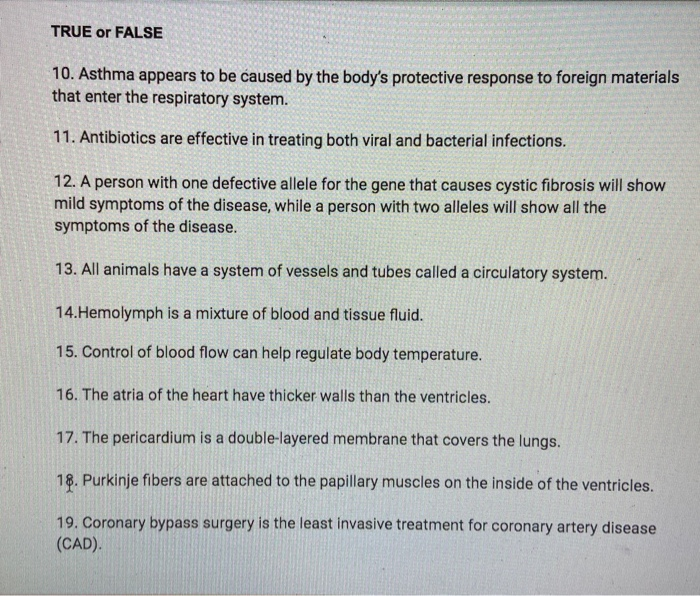Solved 10 to 19 are true or false questionsty so much I | Chegg.com