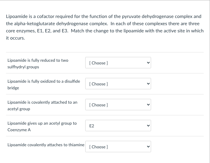 Solved Lipoamide is a cofactor required for the function of | Chegg.com