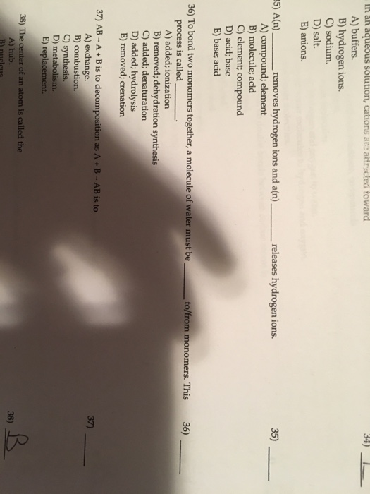 Solved In an aqueous solution, cations are attracted toward | Chegg.com