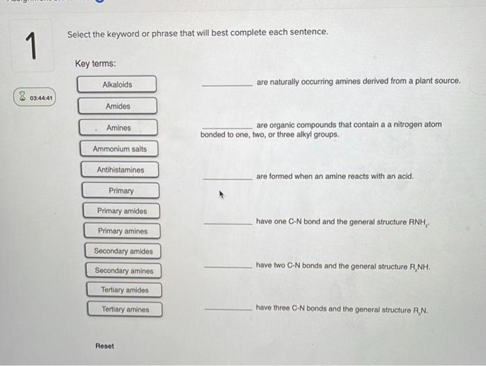 Solved 1 ܝܢ 03:44:41 Select the keyword or phrase that will | Chegg.com