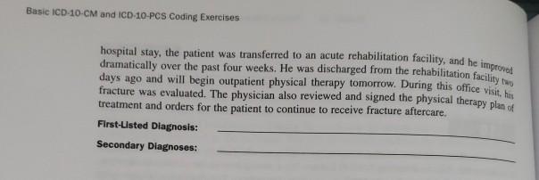Solved Assign the correct ICD-10-CM and ICD-10-PCS codes for | Chegg.com