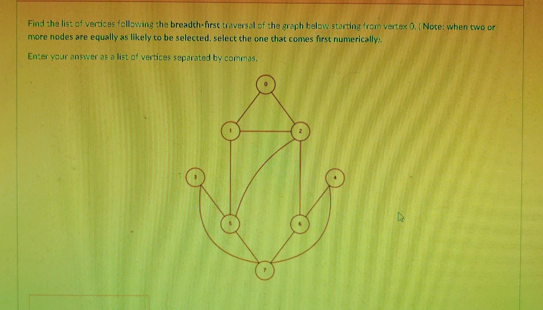 Solved Find the list of vertices following the breadth-first | Chegg.com